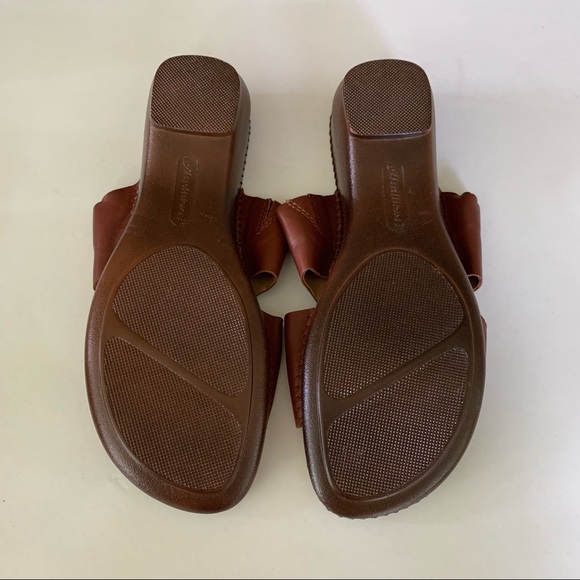 Auditions | Shoes | Auditions Womens Rhonda Brown Leather Slide Wedge ...
